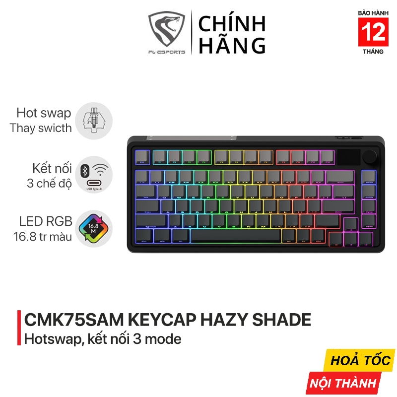 Bàn phím gaming, bàn phím cơ chơi game không dây FL-Esports CMK75SAM Hazy Shade 3 Mode RGB ...