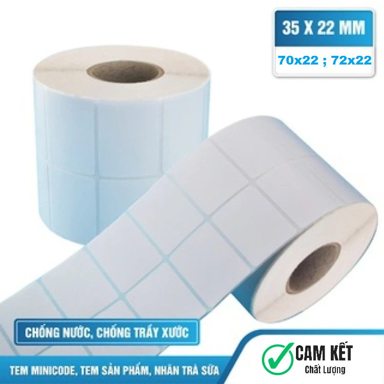 Tem Cuộn in mã vạch 72x22 tem nhiệt 74x22 khổ 2 tem kích thước 35x22 ...