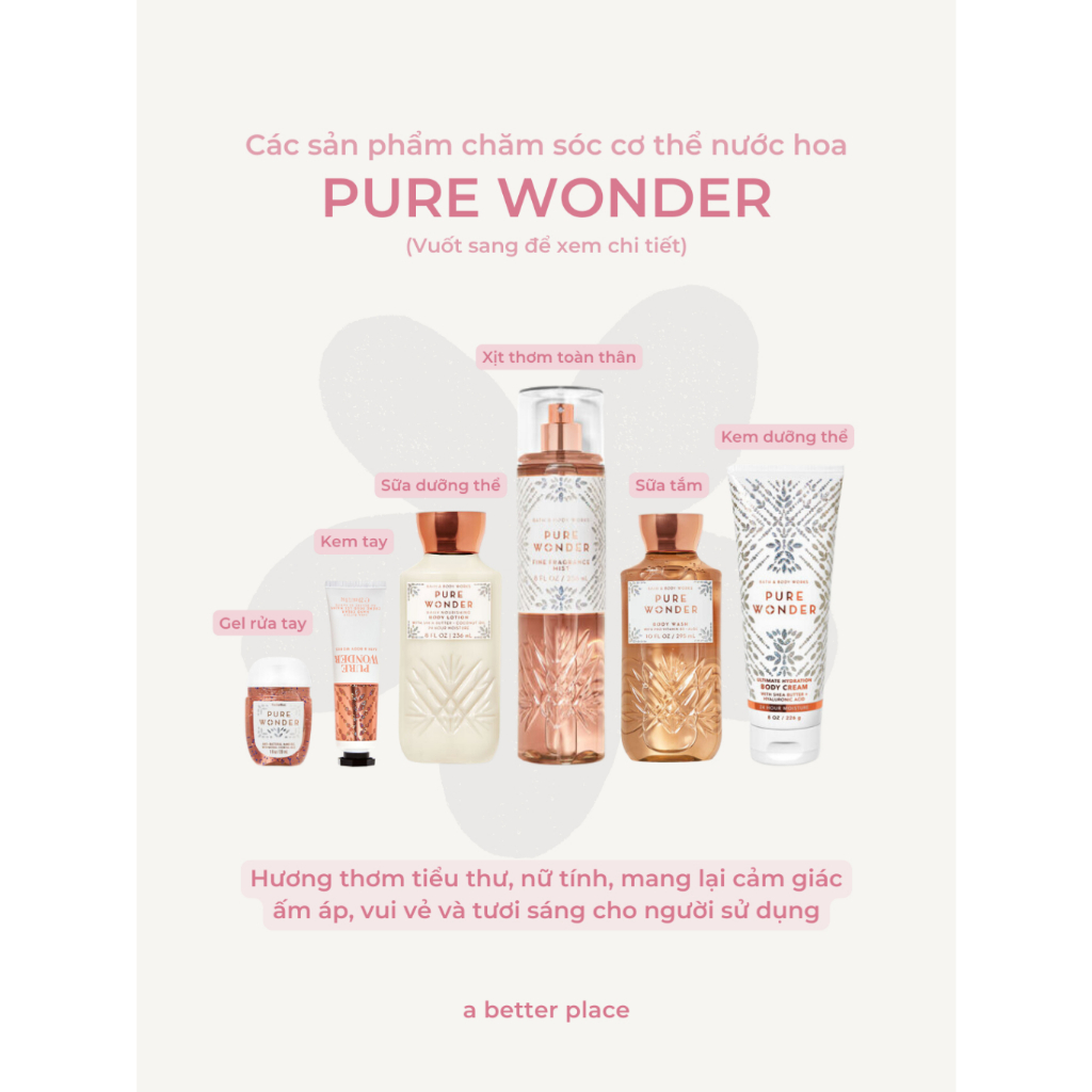 Xịt thơm nước hoa, sữa dưỡng thể, sữa tắm nước hoa Pure Wonder - Body ...