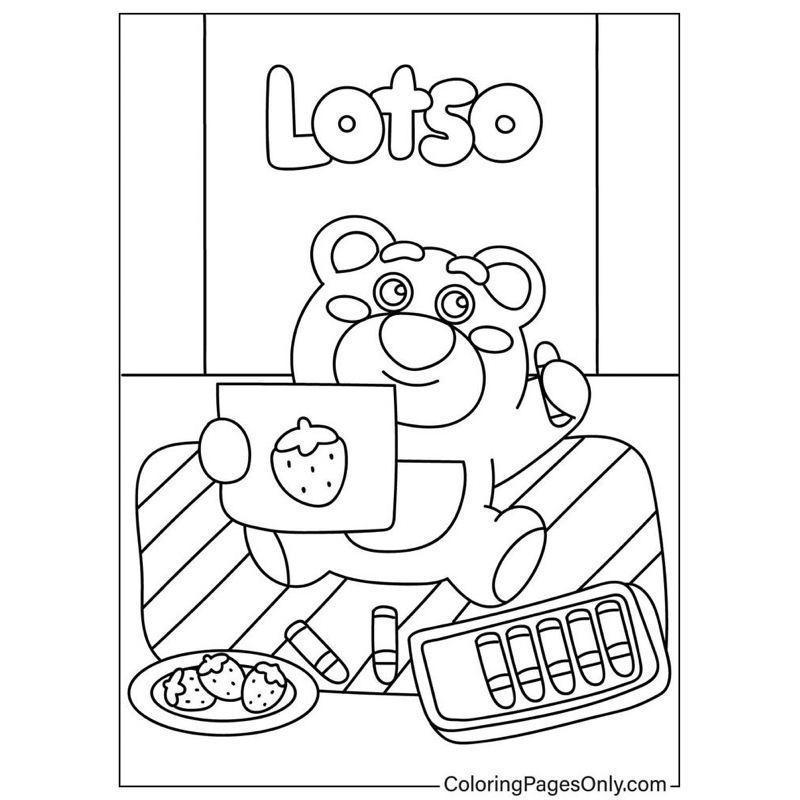 Gấu dâu Lotso (giấy dày 180gsm) - Set 20 Tranh Tô Màu A4 A5 Dành Cho ...