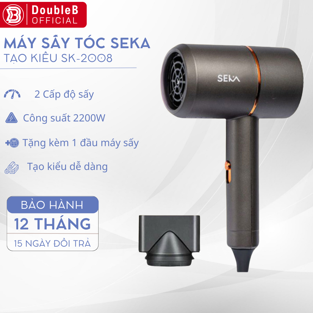 Máy sấy tóc SEKA SK-2008 chính hãng công suất 2200W sấy siêu nhanh, điều chỉnh tránh bị sơ tóc ...