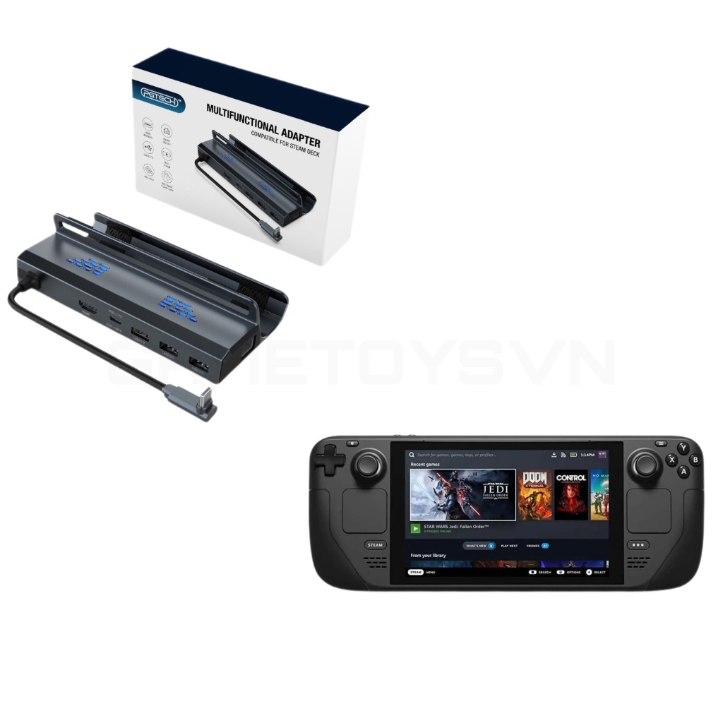 Dock xuất hình HDMI hợp kim nhôm xịn sò thương hiệu PGTech dùng cho máy chơi game Steam Deck ...