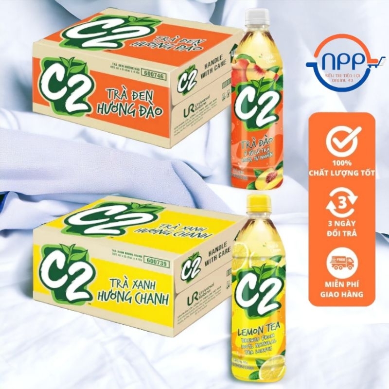 Trà Xanh C2 Hương Đào, Hương Chanh 24 Chai 445ml | Shopee Việt Nam