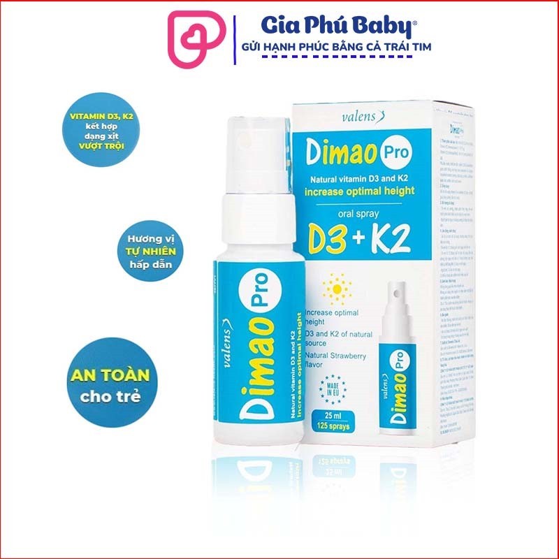 Dimao pro D3 K2 dạng xịt tăng chiều cao Valens Dimao pro Spray D3k2 hấp ...