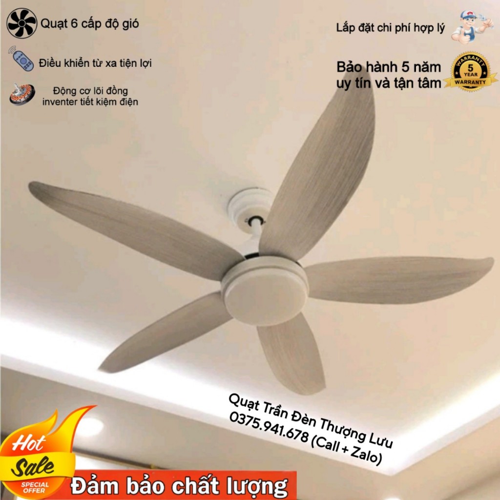 [ HÀNG LOẠI I - ĐỘNG CƠ LÕI ĐỒNG ] Quạt Trần Đèn, Quạt Trần 5 Cánh K303, 6 Cấp Độ Gió, 3 Chế Độ ...