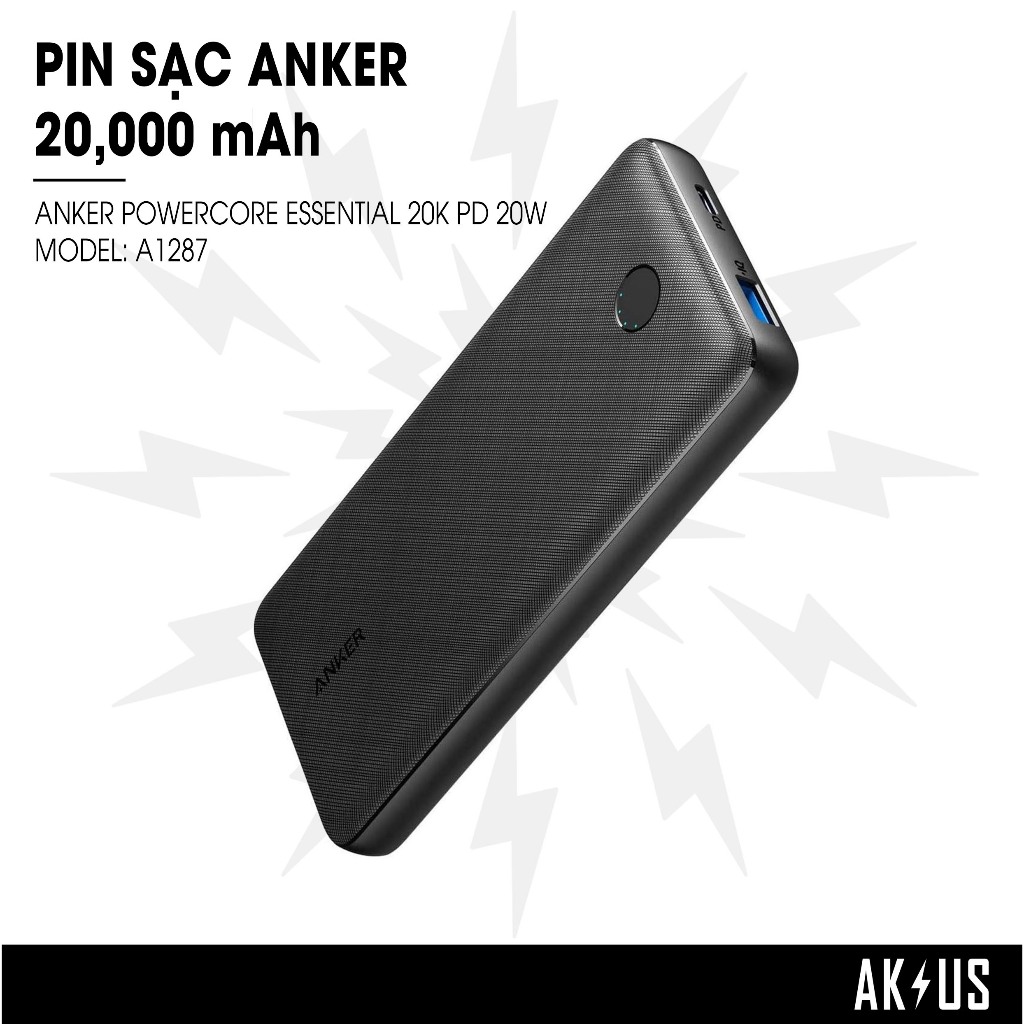 Sạc dự phòng Anker PowerCore Essential 20K PD 20W - A1287 (US) | Shopee ...