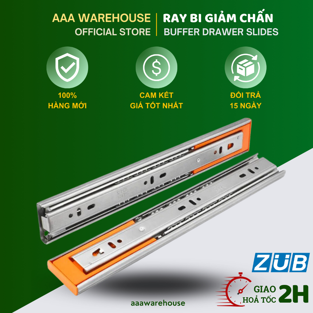 Ray Bi Giảm Chấn ZUB Cao Cấp 3 Tầng - Ray bi GIẢM CHẤN bản 45mm dùng ...