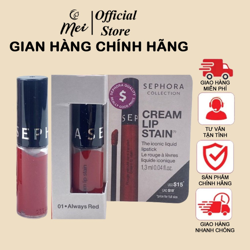 Son kem Sephora Cream Lip Stain ( 01.Always Red ) - 1.3ml | Shopee Việt Nam