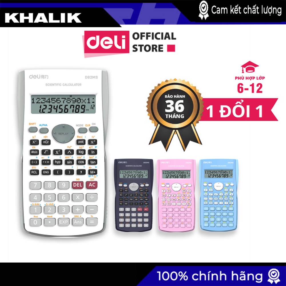 Máy tính học sinh Deli - Máy tính khoa học, máy tính kỹ thuật - Đen ...