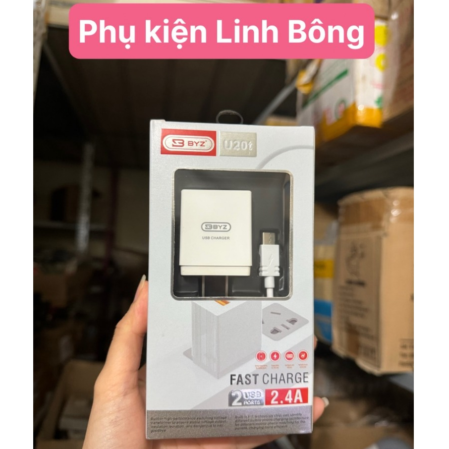 (SALE 70%)Bộ sạc điện thoại U20i, micro, type c cho điện thoại chính hãng BYZ hàng nội địa Trung ...