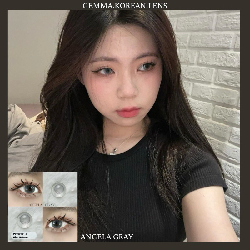 Kính áp tròng Hàn Quốc GEMMA màu xám không viền Angela Gray 14.3mm ...