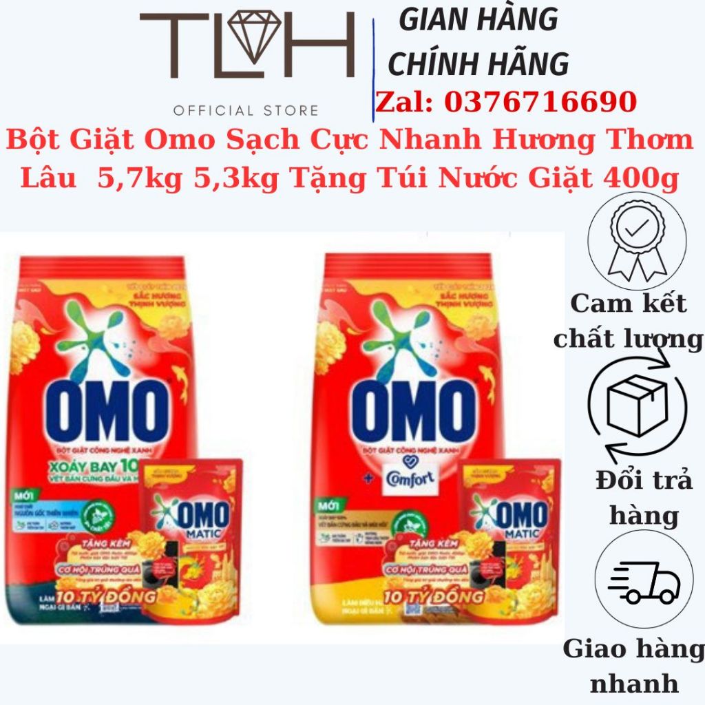 Bột Giặt Omo Sạch Cực Nhanh Hương Thơm Lâu 5,7kg 5,3kg Tặng Túi Nước Giặt 400g Chính Hãng ...