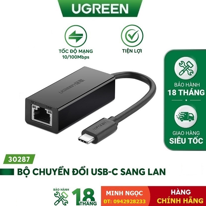 Cáp chuyển đổi USB Type-C sang LAN RJ45 Ethernet 10/100 Mbps chính hãng ...