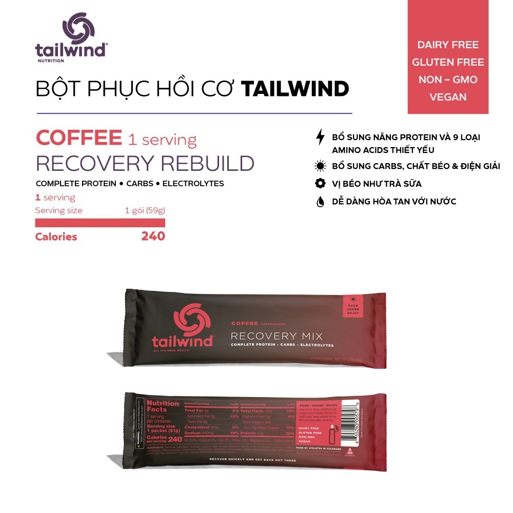 Bột phục hồi cơ Tailwind Recovery Rebuild Caffeinated Coffee | Shopee Việt Nam
