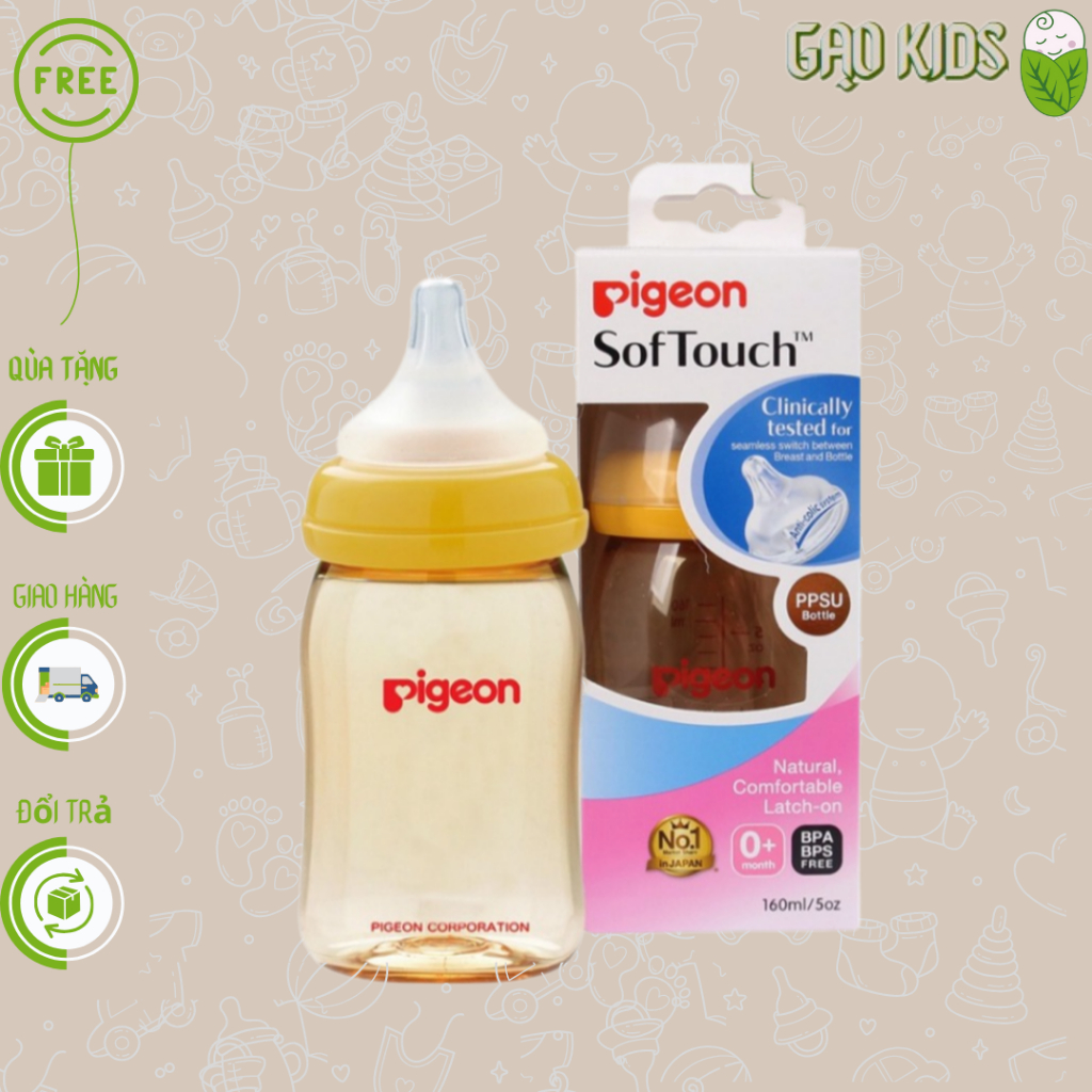 Bình Sữa Pigeon PPSU Plus 160ML/ 240ML - Bình Sữa Pigeon Cổ Rộng PPSU Plus dung tích 160ML ...