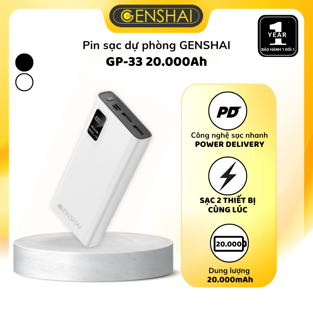 Pin sạc dự phòng Genshai GP-33 20.000mAh màn hình led giá tốt | Bảo ...