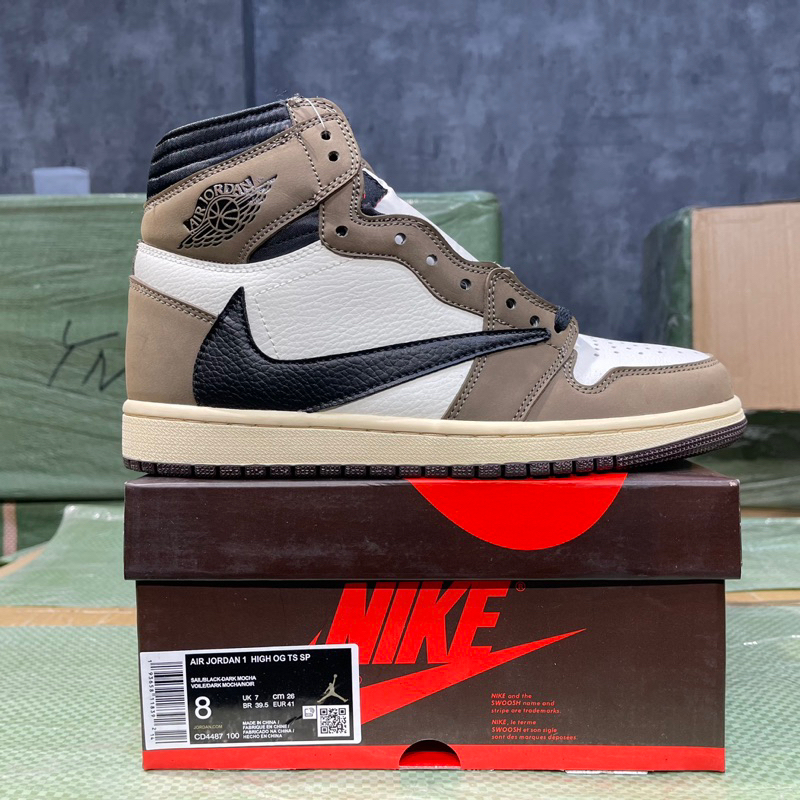 [B - Sneaker] Giầy sneaker Jd1 Travis Scott cao cổ nâu đen bản cao cấp ...