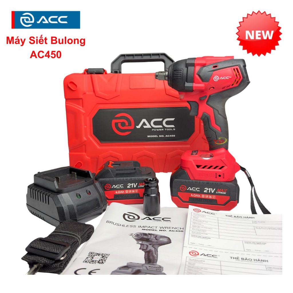 Máy Siết Mở Bulong ACC AC450 Chính Hãng ( Chân Pin Phổ Thông, Động Cơ ...
