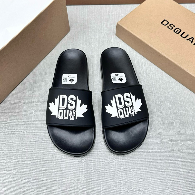 Dép lê nam quai ngang DSQ slide cao su quai đúc nổi chữ lá phong trắng ...