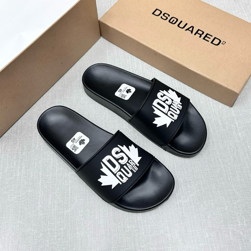 Dép lê nam quai ngang DSQ slide cao su quai đúc nổi chữ lá phong trắng ...