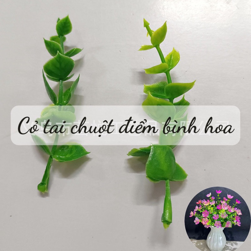 Cỏ điểm cắm điểm hoa handmade 50gr, lá nhựa xanh, cỏ tai chuột cắm điểm ...