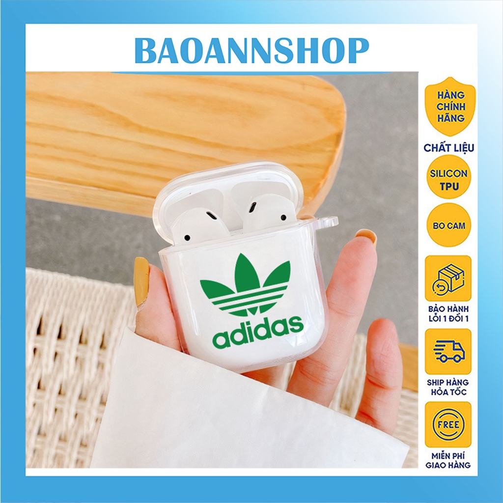 Vỏ ốp bọc tai nghe Airpod 1/2/3/Pro hình Logo Adidas xanh chất liệu ...