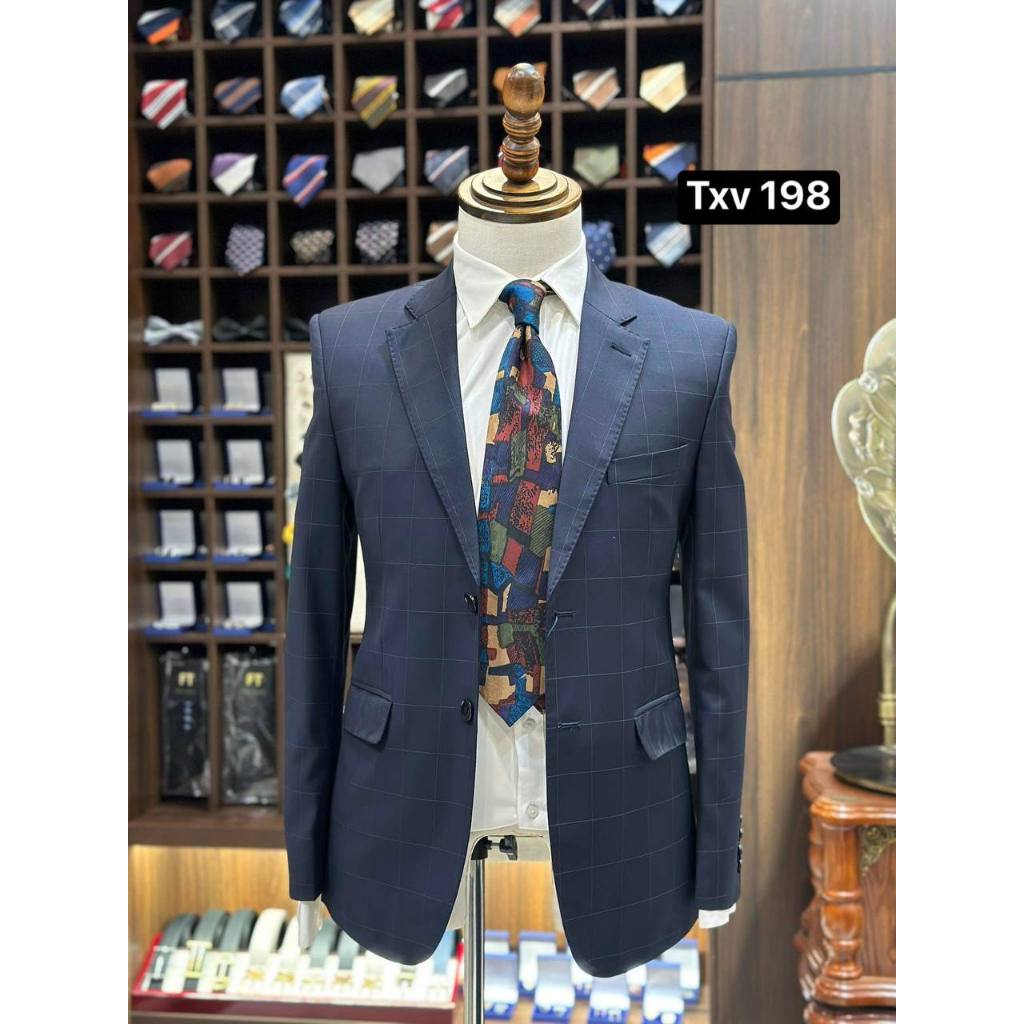 BỘ VEST NAM ADAM STORE XANH KẺ NHỎ TXV198-TXQ198 | Shopee Việt Nam