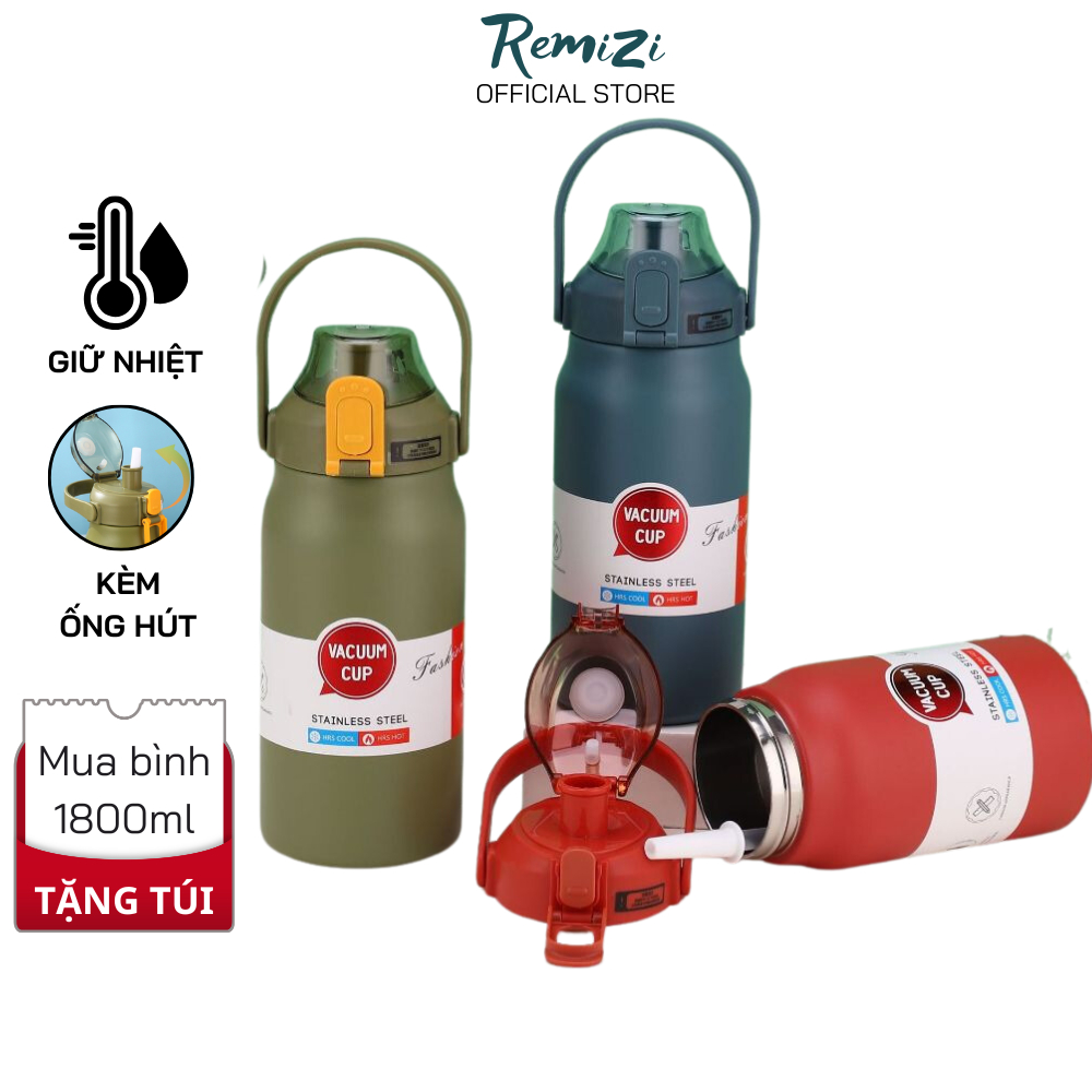 Bình giữ nhiệt 1000ml- 1800ml cao cấp tặng túi đựng Bình đựng nước giữ nhiệt lớn tiện lợi lõi ...