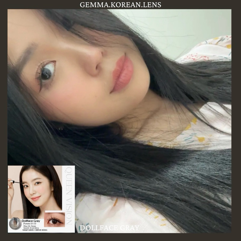 Kính áp tròng Hàn Quốc GEMMA màu xám đen tự nhiên Dollface Gray 14.3mm ...