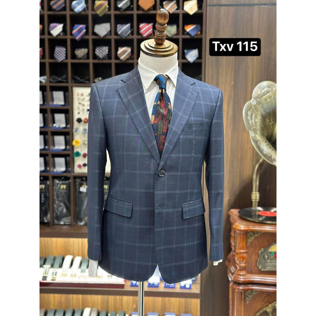 BỘ VEST NAM ADAM STORE XANH KẺ CHÌM TXV115-TXQ115 | Shopee Việt Nam