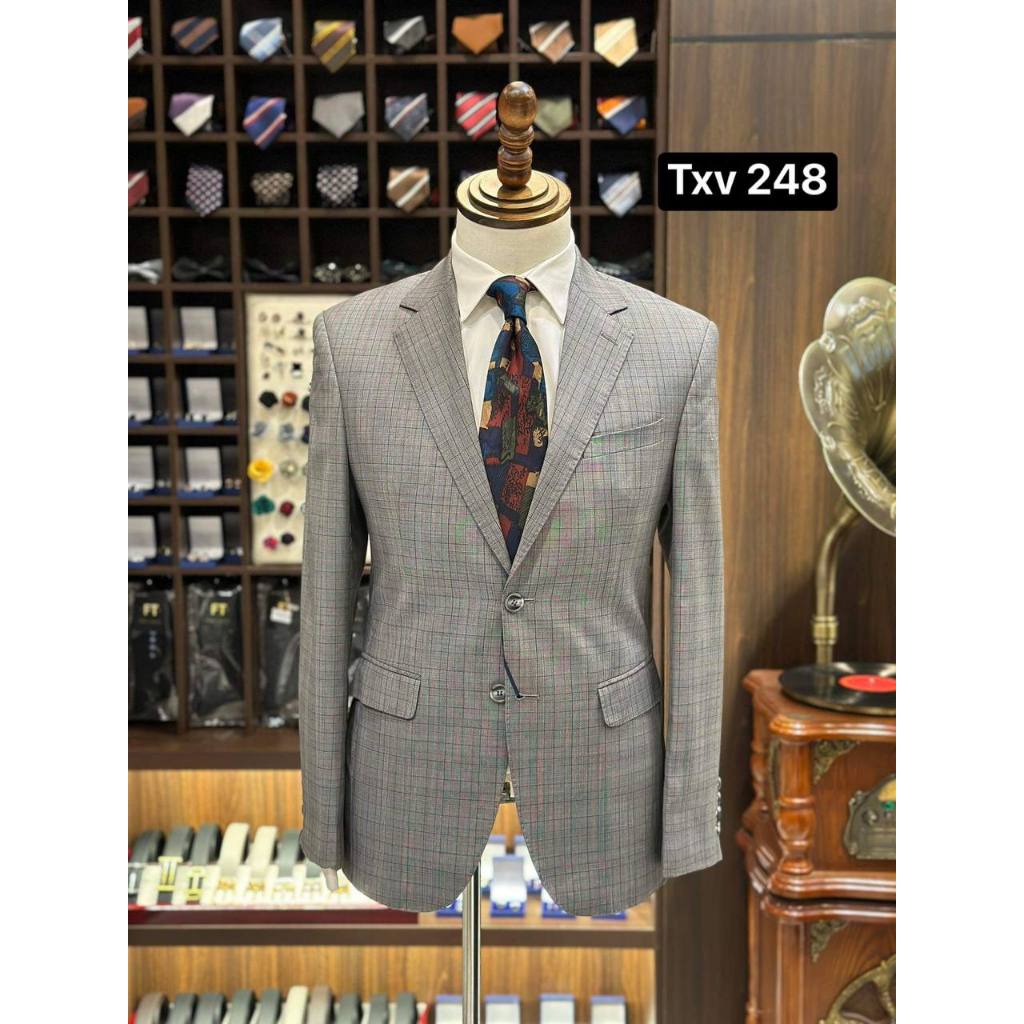 BỘ VEST NAM ADAM STORE GHI KẺ ĐEN TXV248-TXQ248 | Shopee Việt Nam