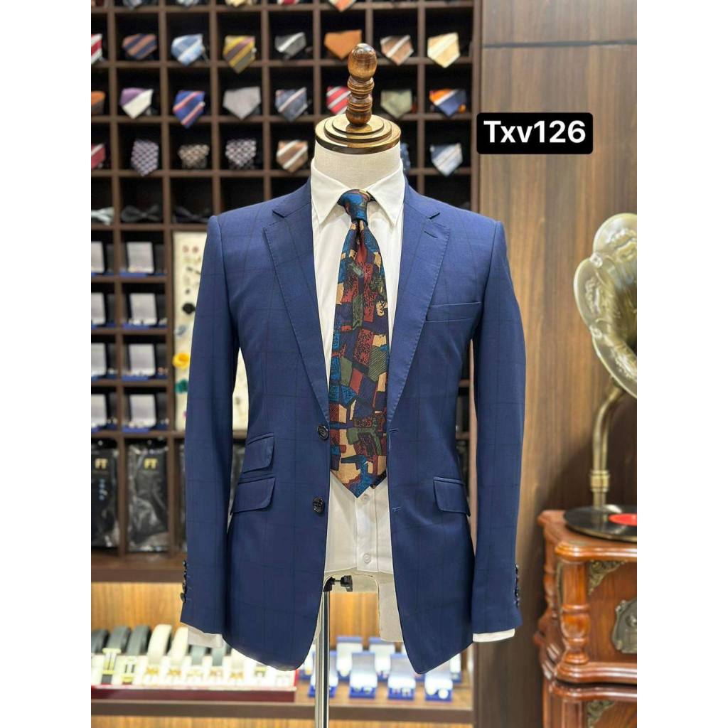 BỘ VEST NAM ADAM STORE XANH KẺ ĐEN TXV126-TXQ126 | Shopee Việt Nam