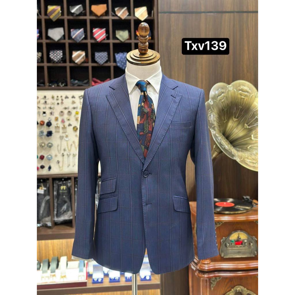 BỘ VEST NAM ADAM STORE XANH KẺ TÍM TXV139-TXQ139 | Shopee Việt Nam