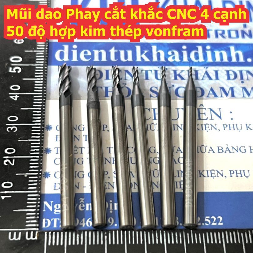 Mũi dao Phay cắt khắc CNC 4 cạnh 50 độ hợp kim thép vonfram mũi 1mm ~ 4mm kde7162 | Shopee Việt Nam