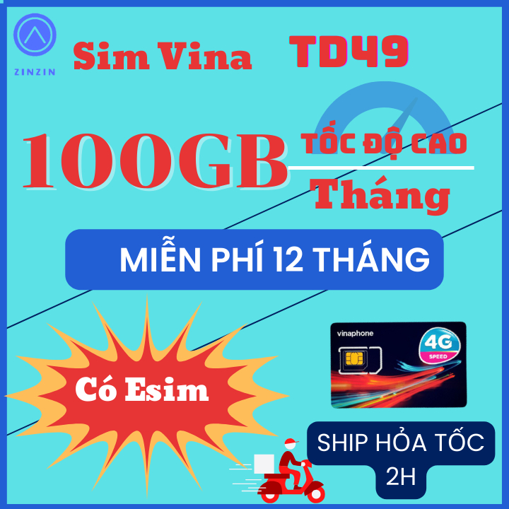 Sim 4G Vinaphone TD49 100GB / Tháng Trọn Gói 1 Năm | Shopee Việt Nam