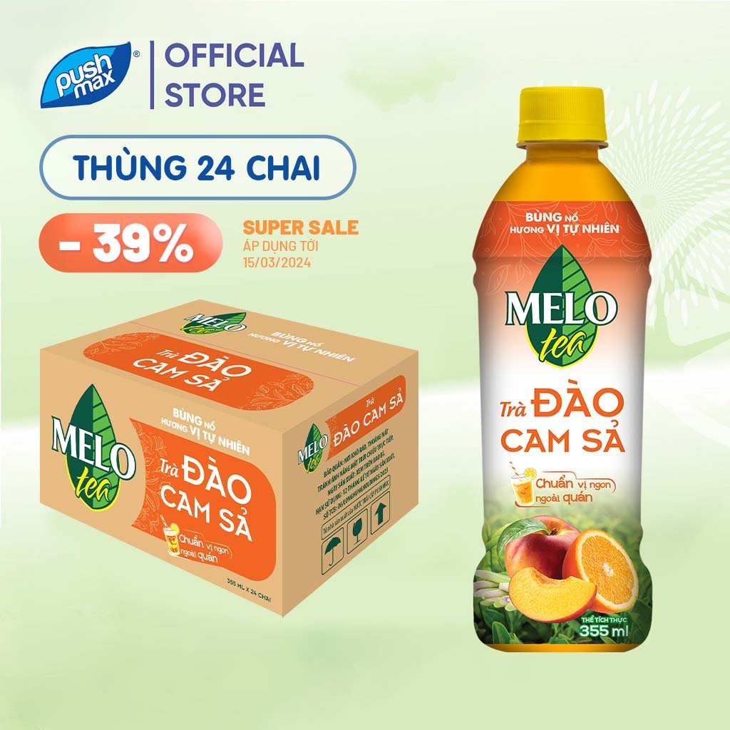 Thùng 24 Trà Đào Cam Sả Melo Tea - Pushmax (355ml x 24 chai) - Pushmax ...