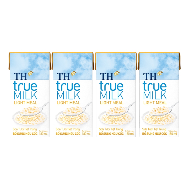 Lốc 4 hộp sữa tươi bổ sung ngũ Cốc TH true milk Light meal 180ml | Shopee Việt Nam