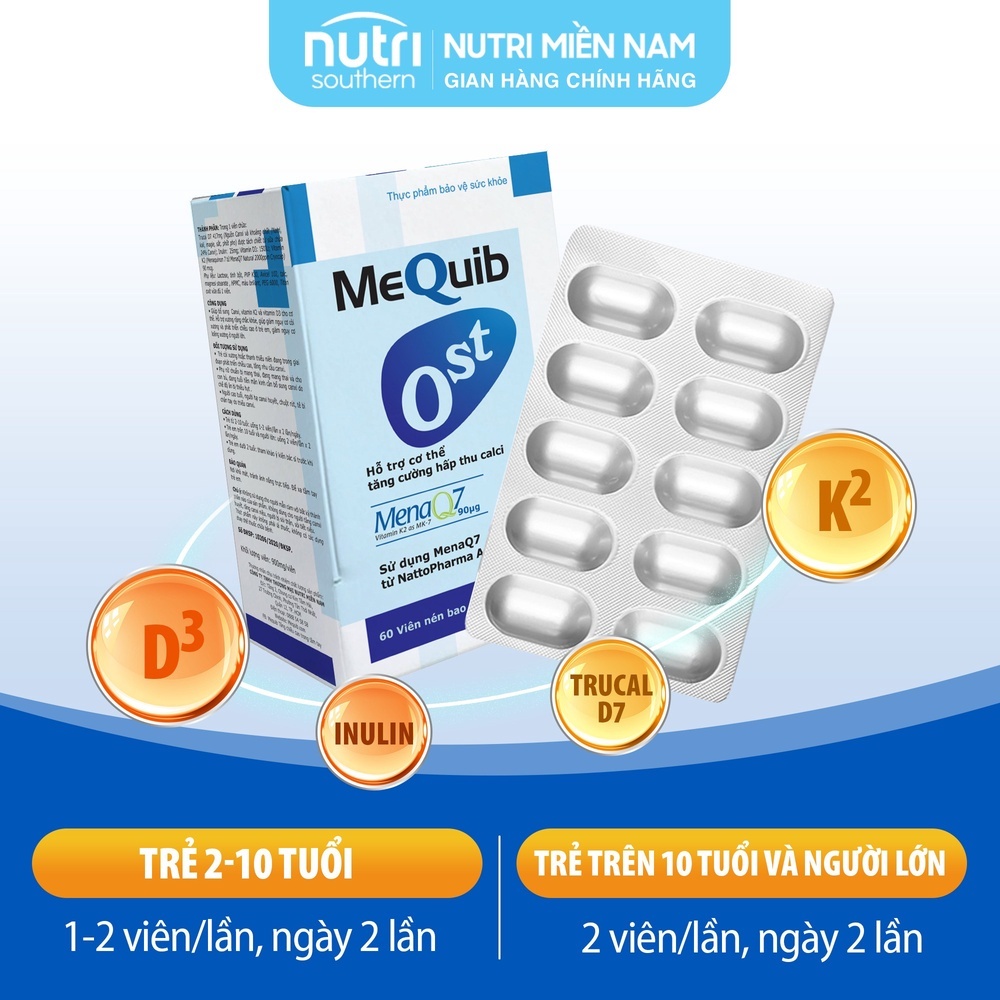 MeQuib Ost tăng cường hấp thu canxi phát triển chiều cao hộp 60 viên ...
