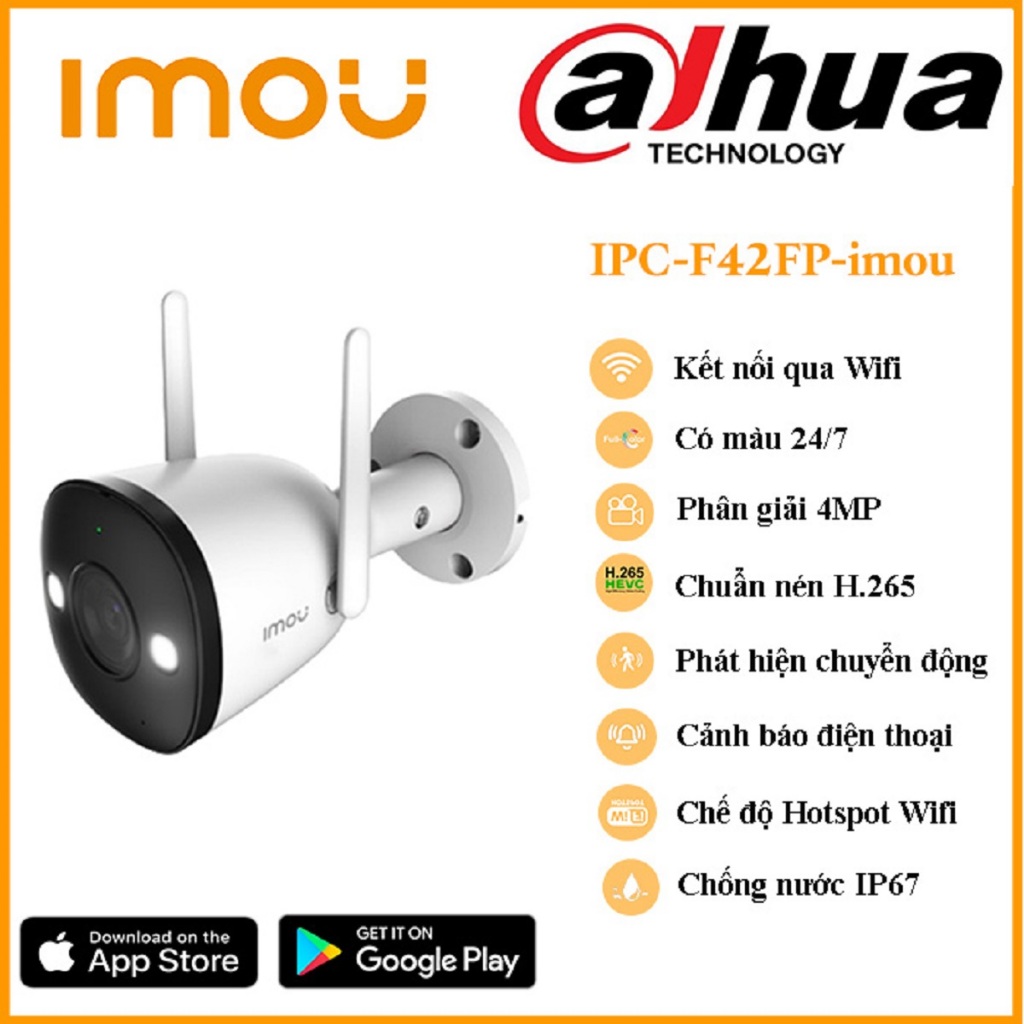 Camera Ngoài Trời IMOU F22FP / F42FP Bullet 2E 2mpx / 4mpx Chống Nước ...