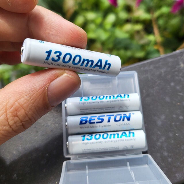 Vỉ 4 Pin đũa sạc AAA Beston Tặng kèm hộp đựng Pin 3A Sạc lại nhiều lần ...