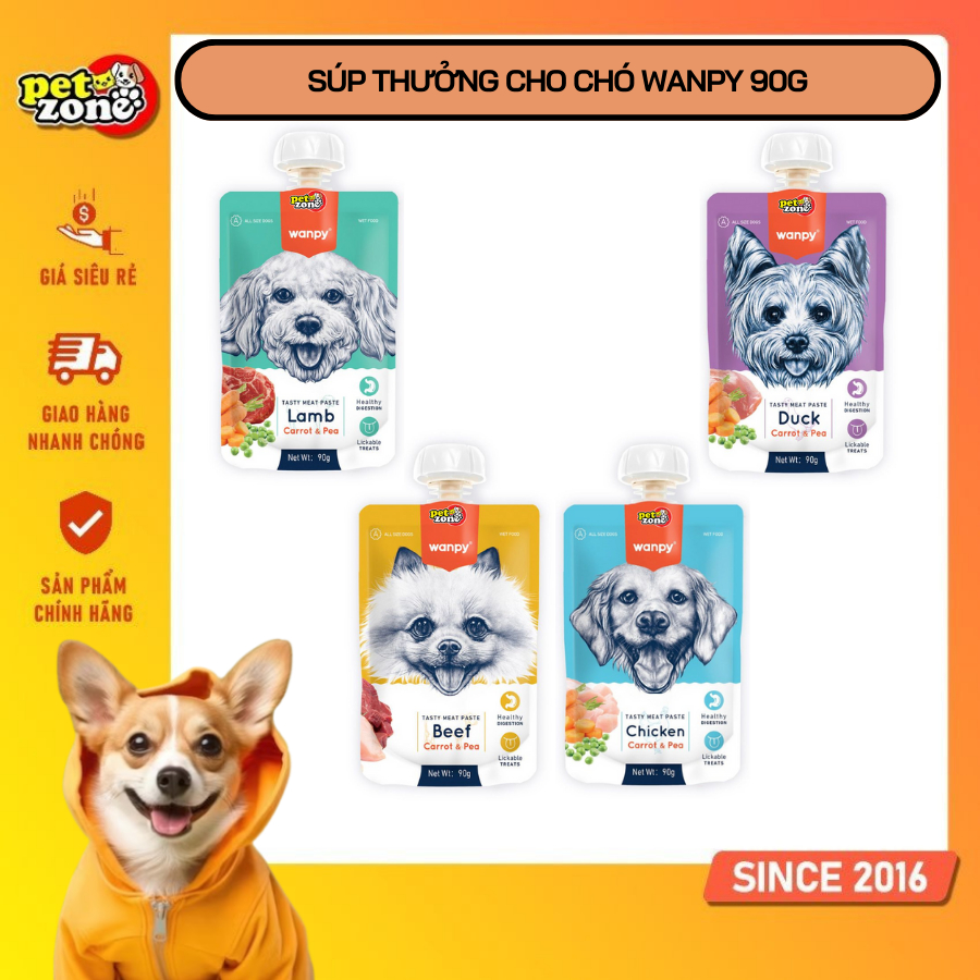 Súp Thưởng Wanpy Nắp Vặn Cho Chó 90g (Date xa - Đủ vị) | Shopee Việt Nam