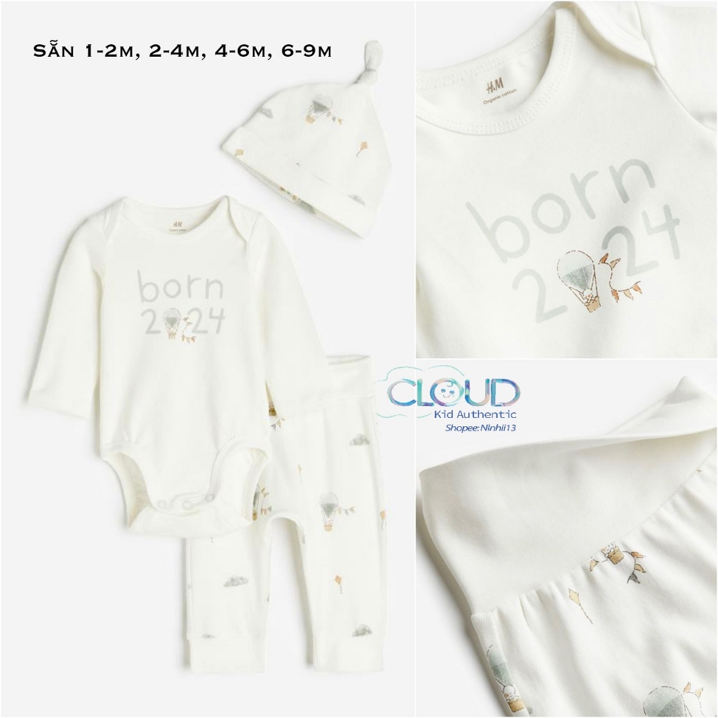 [Cloudkid] Set sơ sinh BORN 2024 HM US/ES/ JAPAN từ 1-2m đến 6-9m | Shopee Việt Nam