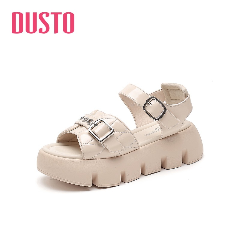 Sandal Dusto đế xuồng dáng thô cao 4cm, khóa dán tiện lợi (sẵn size 36 ...