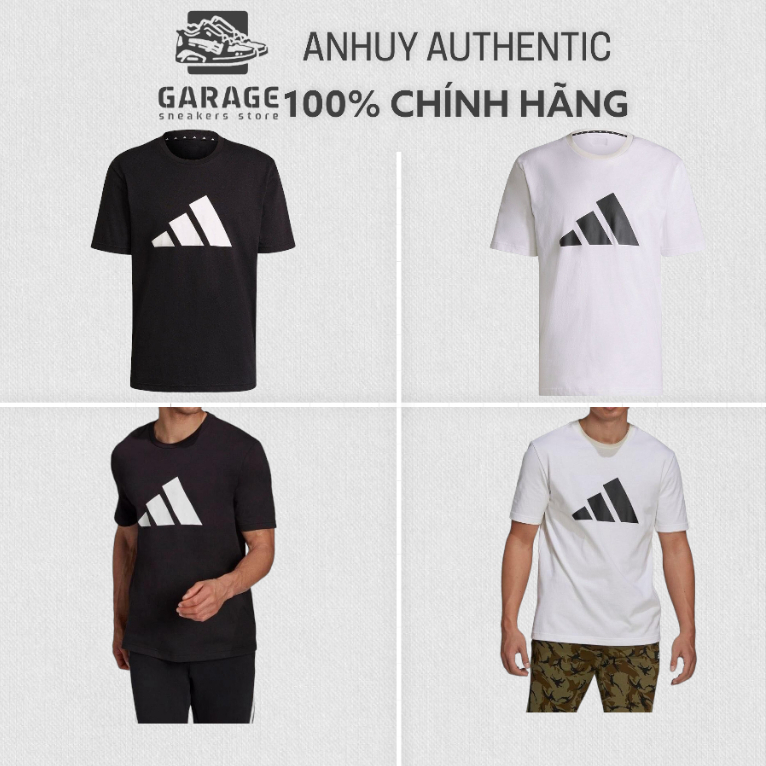 [100% CHÍNH HÃNG] Áo phông big logo Adidas cotton đen trắng | Shopee ...