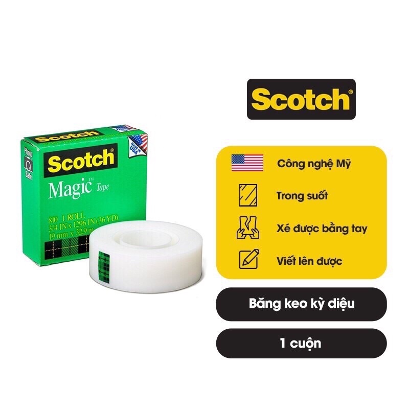 Băng keo 3M 810 scotch magic tape 3/4 inched.băng dính ma thuật. băng ...