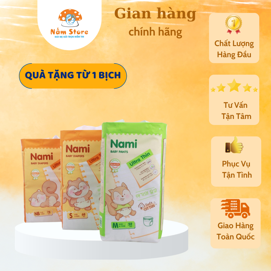 Bỉm Nami Hàn Quốc cao cấp đủ size NB76/S68/M58/M52/L48/XL44/XXL40 ...