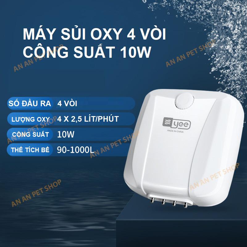 Máy Sủi Oxy 4 vòi YEE | Sủi Oxy 4 đầu ra | Công suất cao, Chạy êm ...