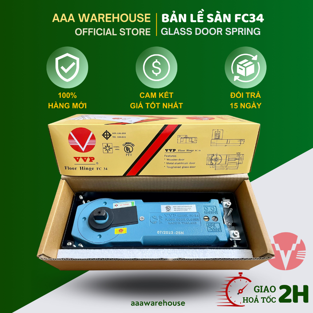 Bản lề sàn VVP cửa kính cường lực - VVP Glass Door Floor Spring FC34 (trung) | Shopee Việt Nam