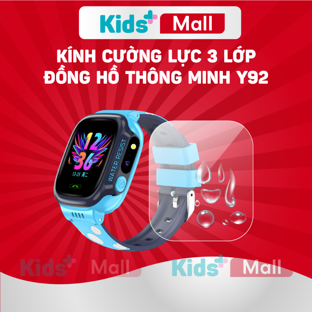 Kính cường lực 3 lớp đồng hồ thông minh trẻ em KidsPlus Y92 chính hãng chống xước, chống va đập ...