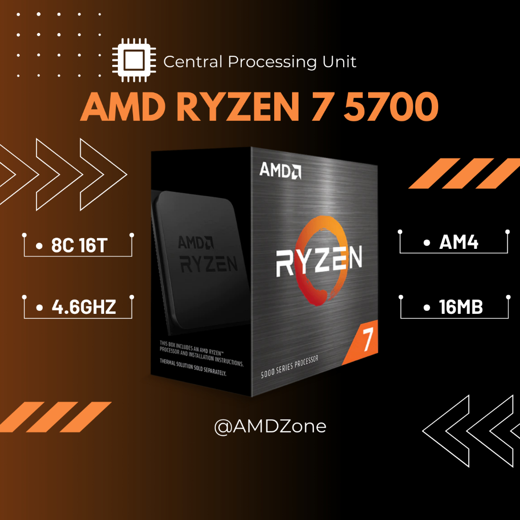 CPU AMD Ryzen 7 5700 ( 3.7GHz Boost 4.6GHz / 8 nhân 16 luồng / 16MB ...